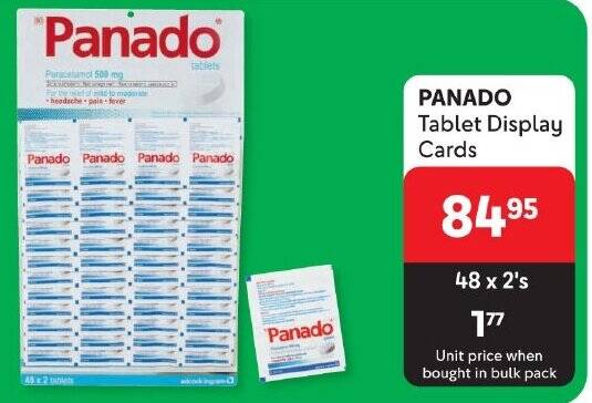 PANADO Tablet Display Cards offer at Makro