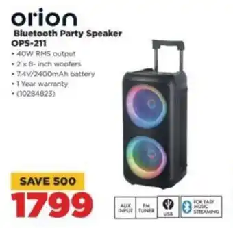 Orion Bluetooth Party Speaker OPS-211 offer at HiFi Corp