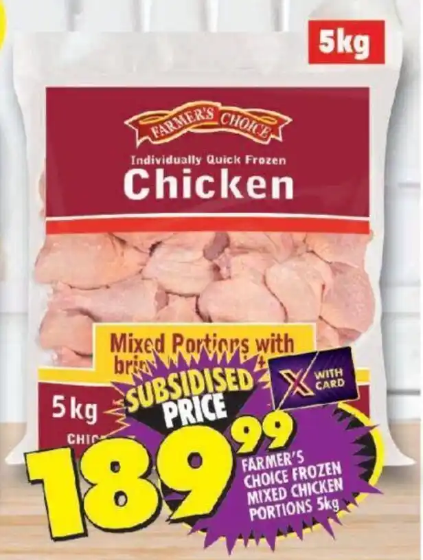Farmer's Choice Frozen Mixed Chicken Portions 5kg offer at Shoprite