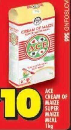 ACE CREAM OF MAIZE SUPER MAIZE MEAL 1kg offer at Shoprite