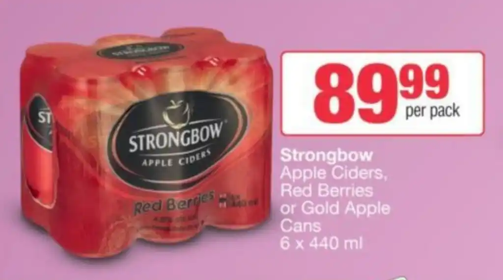 Strongbow Apple Ciders, Red Berries or Gold Apple Cans 6 x 440ml offer ...