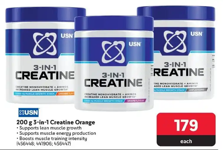 USN 200g 3-in-1 Creatine Orange offer at Makro