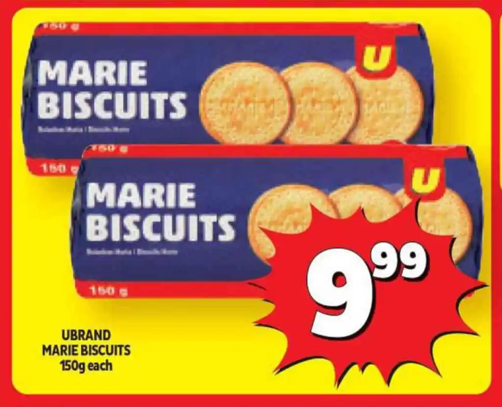 UBRAND MARIE BISCUITS 150g each offer at Usave