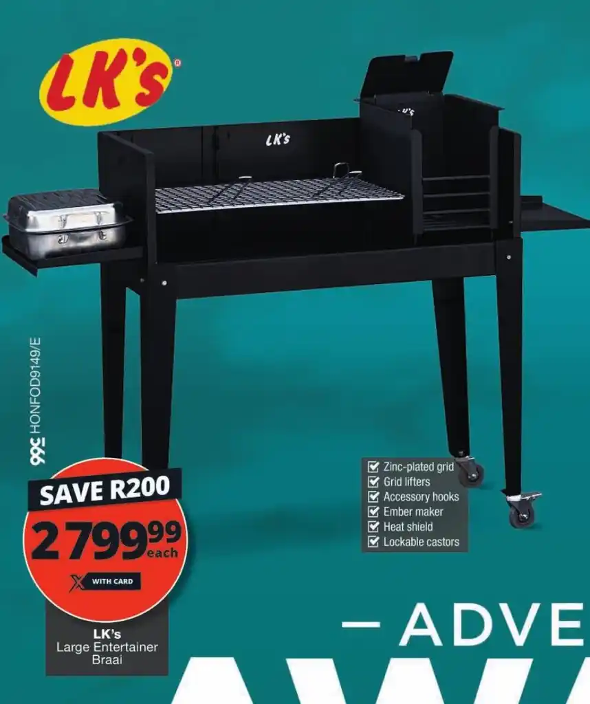 LK's Large Entertainer Braai offer at Checkers