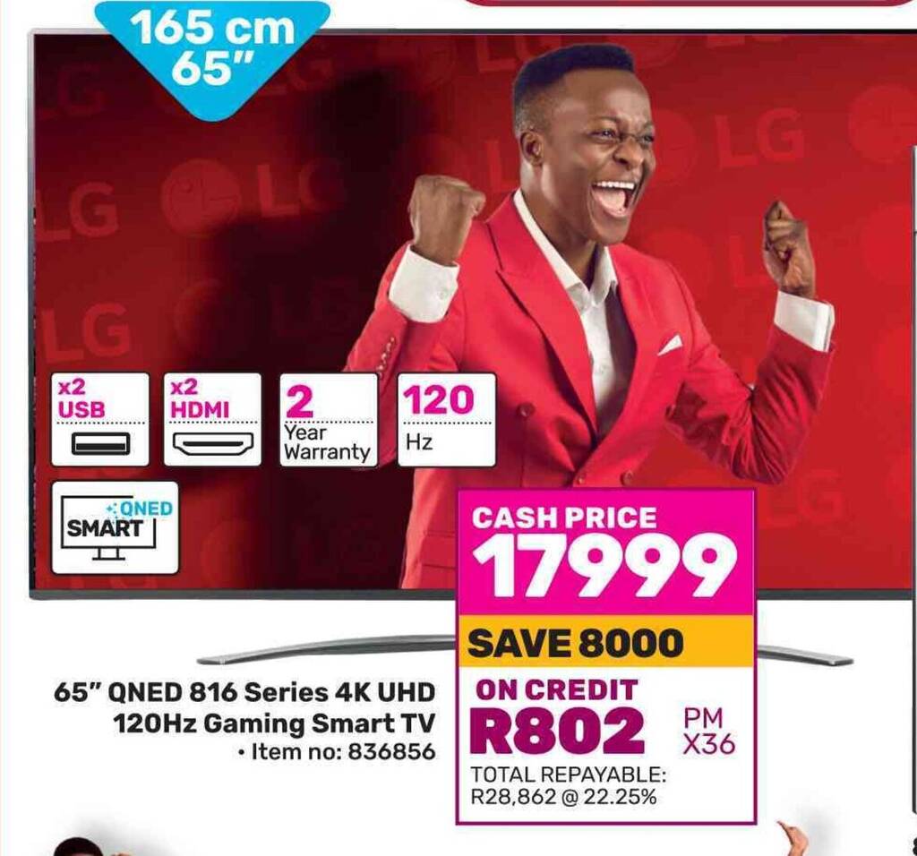 LG 65" QNED 816 Series 4K UHD 120Hz Gaming Smart TV offer at Game