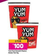 Yum Yum Smooth Peanut Butter Tub-For 2 x 1kg offer at Game