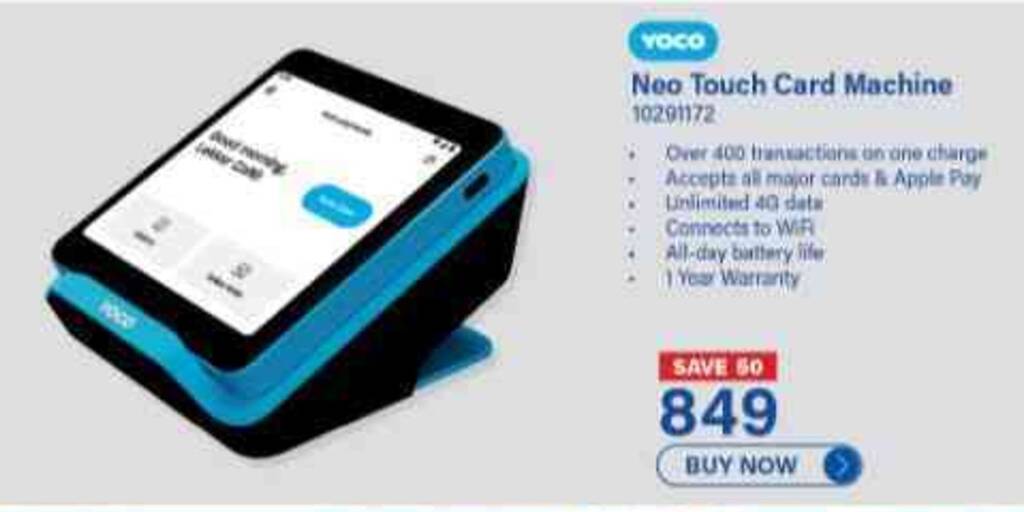 Yoco Neo Touch Card Machine offer at Incredible Connection