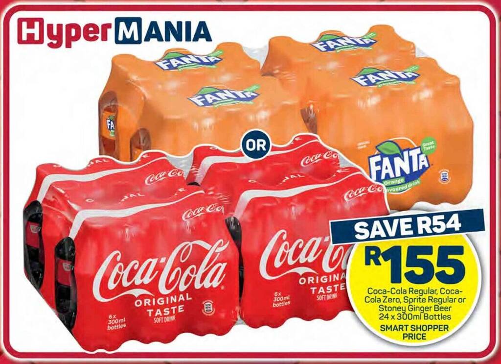 Coca-Cola Regular, Coca-Cola Zero, Sprite Regular or Stoney Ginger Beer ...