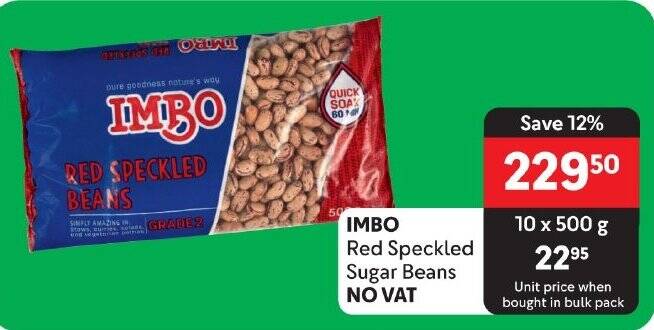 IMBO Red Speckled Sugar Beans offer at Makro