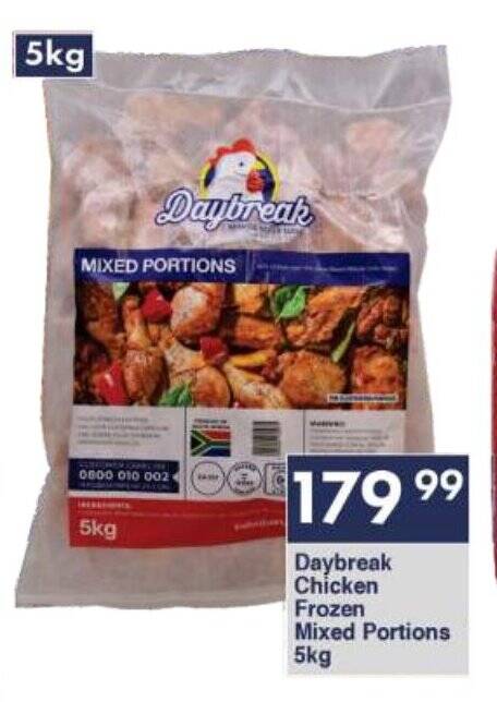 Daybreak Chicken Frozen Mixed Portions 5kg offer at President Hyper