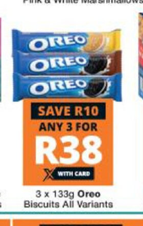 Oreo Biscuits All Variants 3 x 133g offer at Checkers