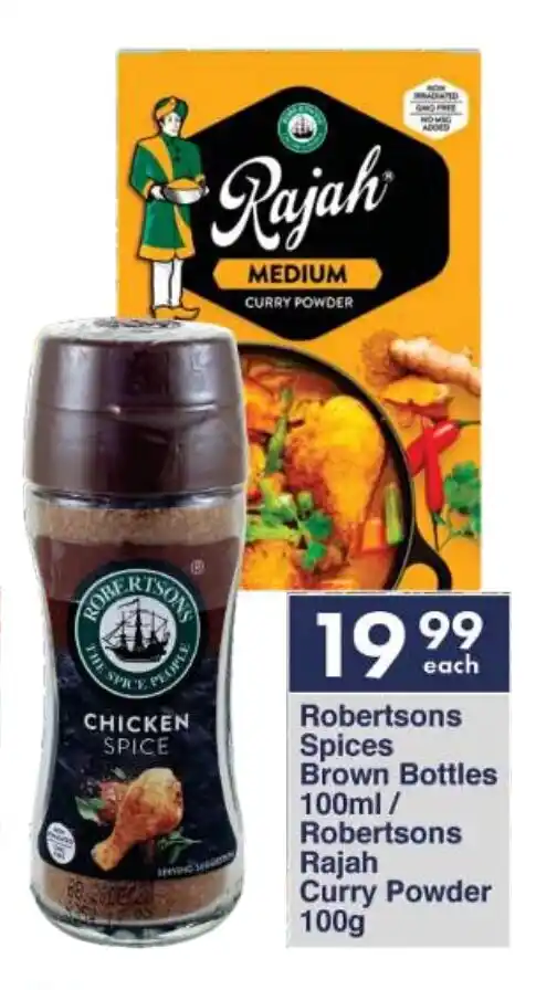Robertsons Spices Brown Bottles 100ml/ Robertsons offer at President Hyper
