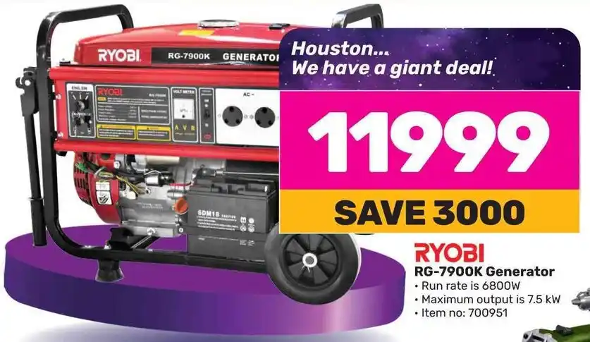 RYOBI RG-7900K Generator offer at Game