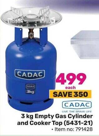 CADAC 3 kg Empty Gas Cylinder and Cooker Top (5431-21) offer at Game