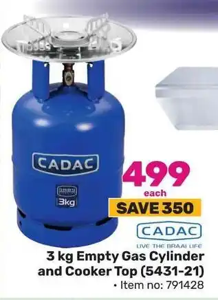 CADAC 3 kg Empty Gas Cylinder and Cooker Top (5431-21) offer at Game