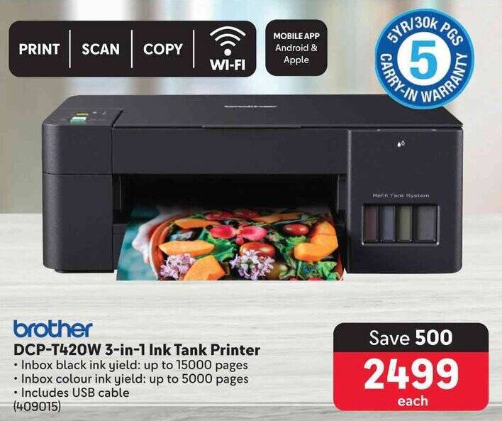 DCP-T420W 3-in-1 Ink Tank Printer offer at Makro