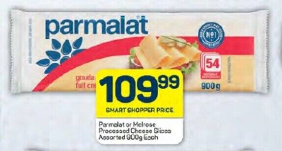 Parmalat or Melrose Processed Cheese Slices Assorted 900g Each offer at ...