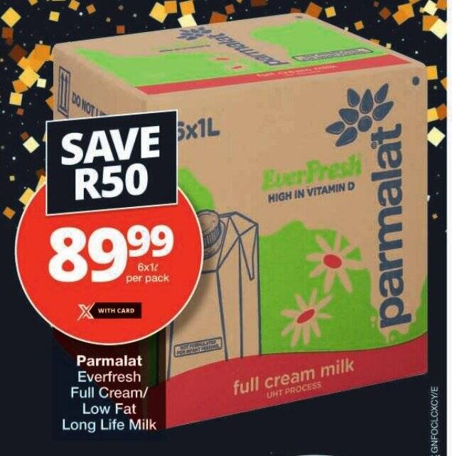 Parmalat Everfresh Full Cream/ Low Fat Long Life Milk offer at Checkers