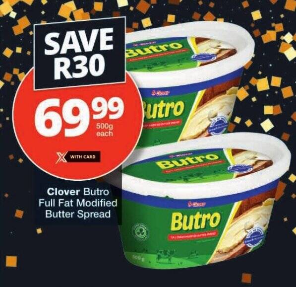 Clover Butro Full Fat Modified Butter Spread offer at Checkers
