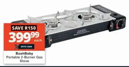 BushBaby Portable 2-Burner Gas Stove offer at Checkers Hyper