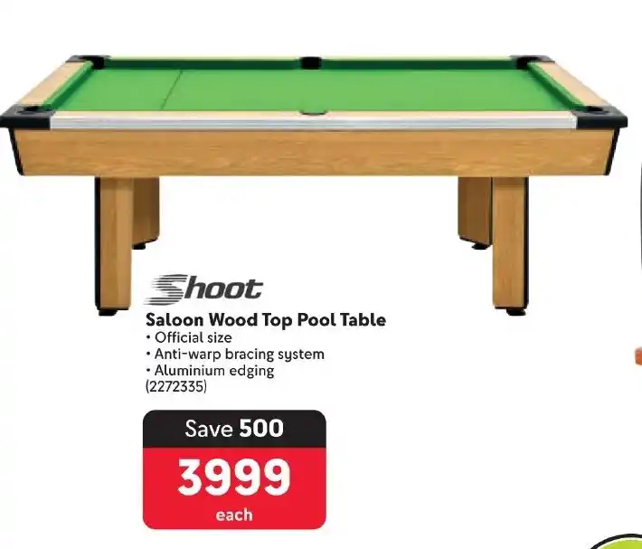 Saloon Wood Top Pool Table offer at Makro