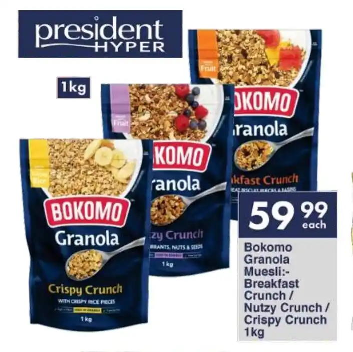 Bokomo Granola Muesli Breakfast Crunch/ Nutzy Crunch/ Crispy Crunch 1kg ...