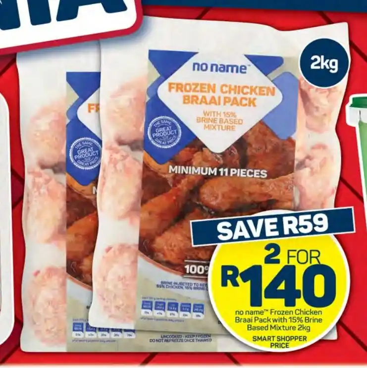 no name Frozen Chicken Braai Pack with 15% Brine Based Mixture 2kg ...