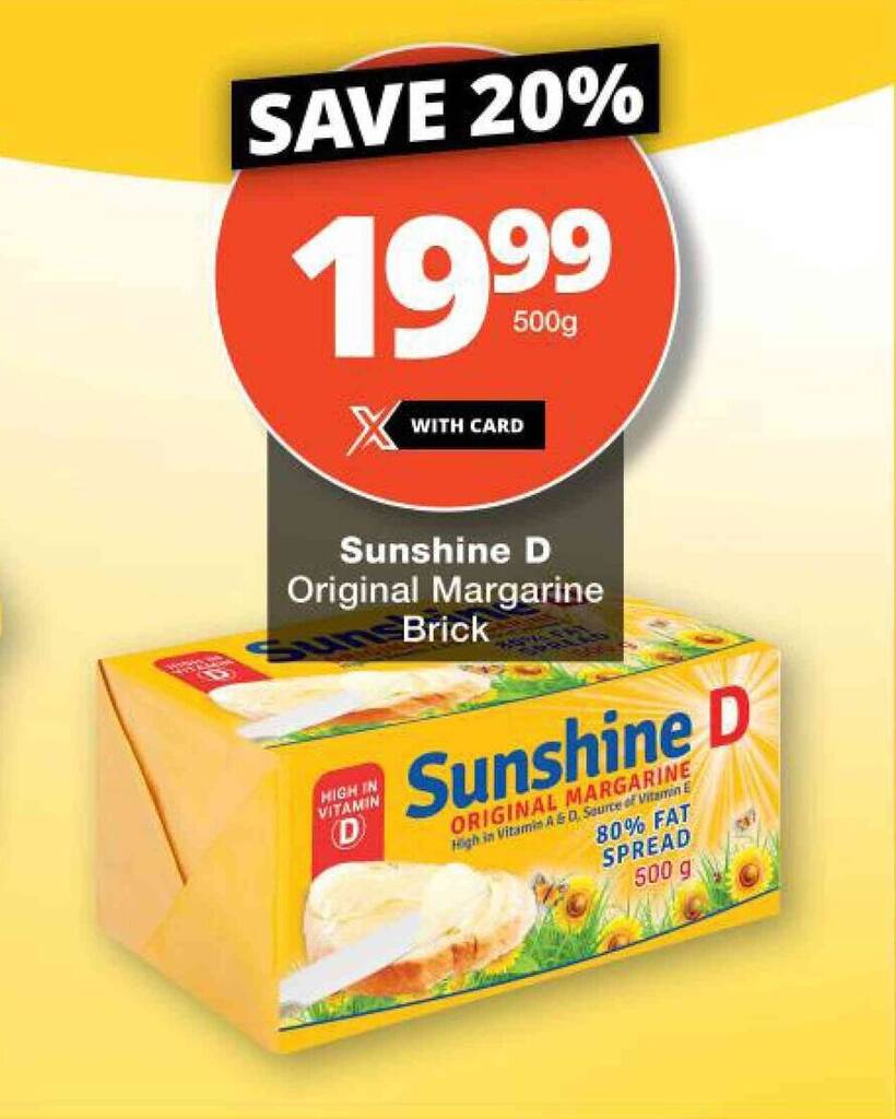 Sunshine D Original Margarine Brick offer at Checkers