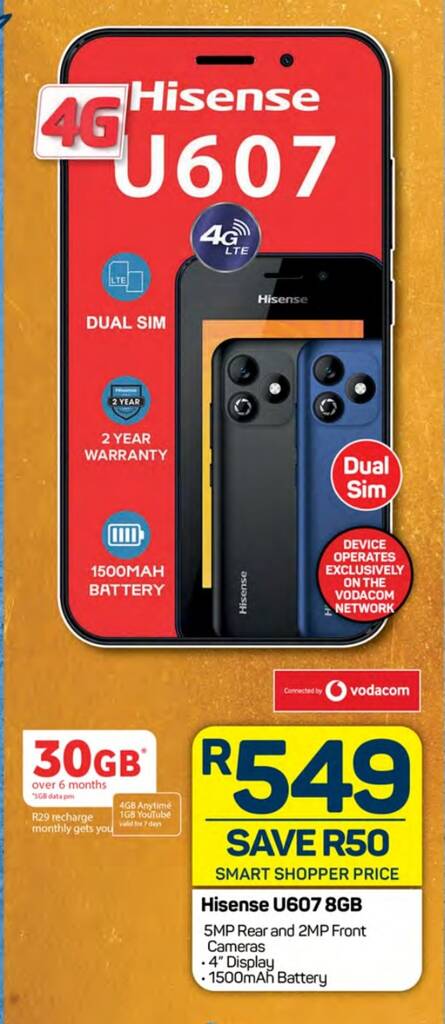 Hisense U607 8GB offer at Pick n Pay Hypermarket