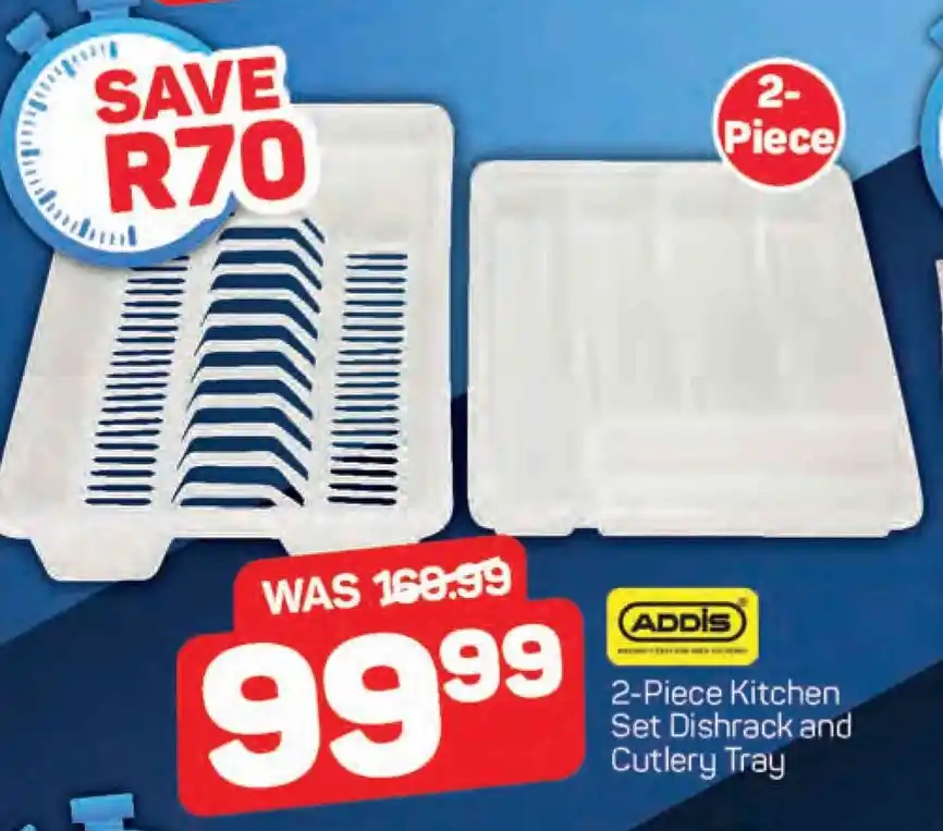 ADDIS 2-Piece Kitchen Set Dishrack and Cutlery Tray offer at Pick n Pay