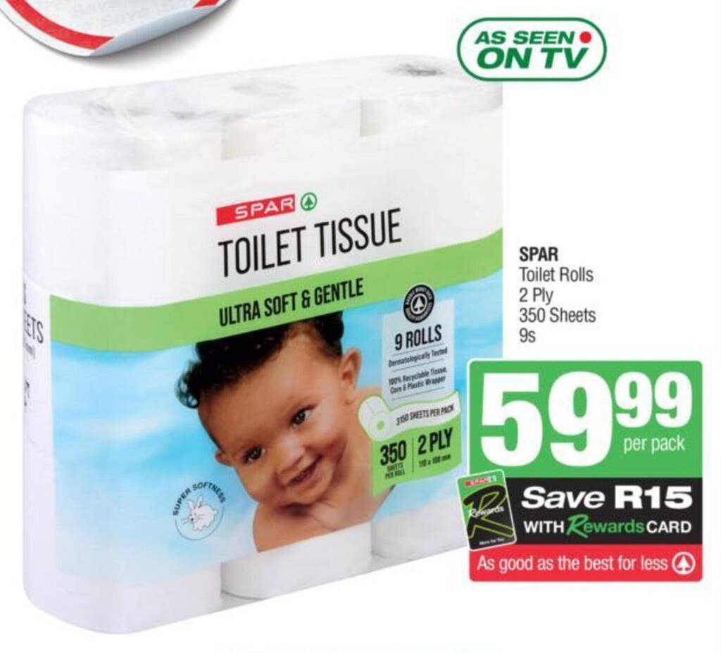 SPAR Toilet Rolls 2 Ply 350 Sheets 9s offer at Spar