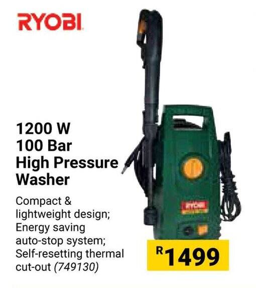 1200 W 100 Bar High Pressure Washer offer at Builders Warehouse