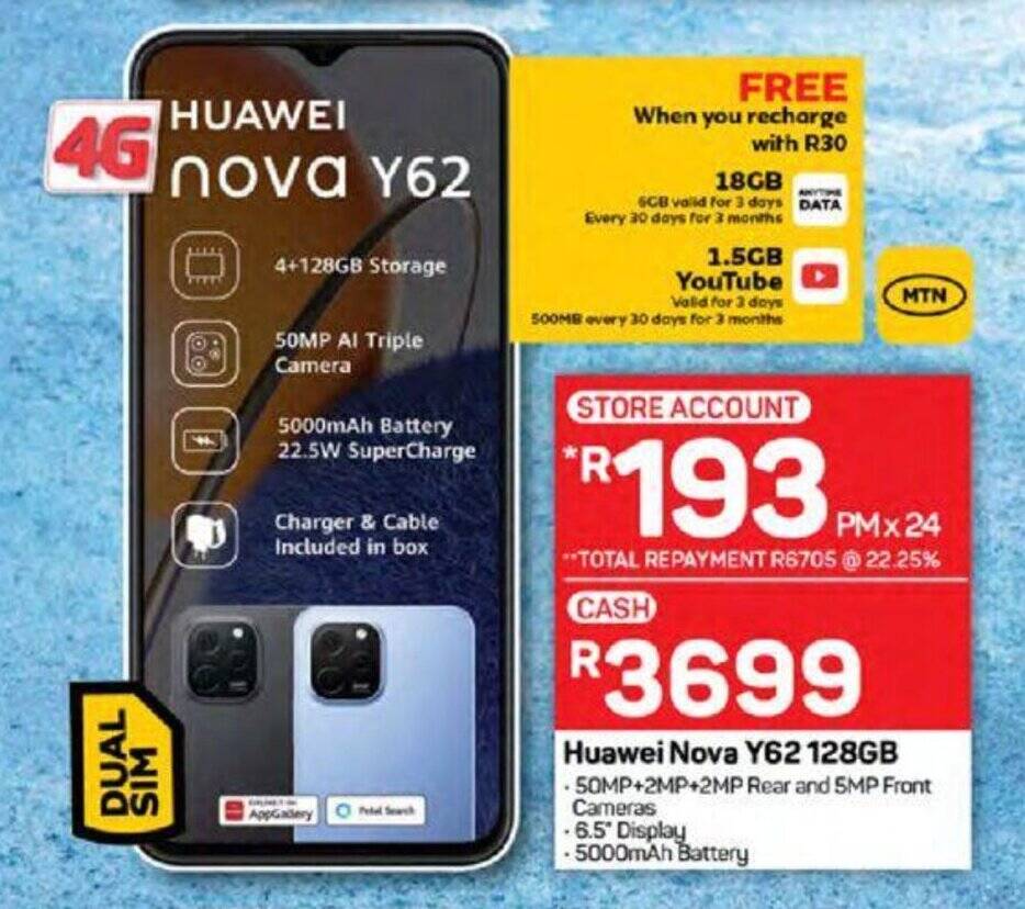 Huawei Nova Y62 128GB offer at Pick n Pay