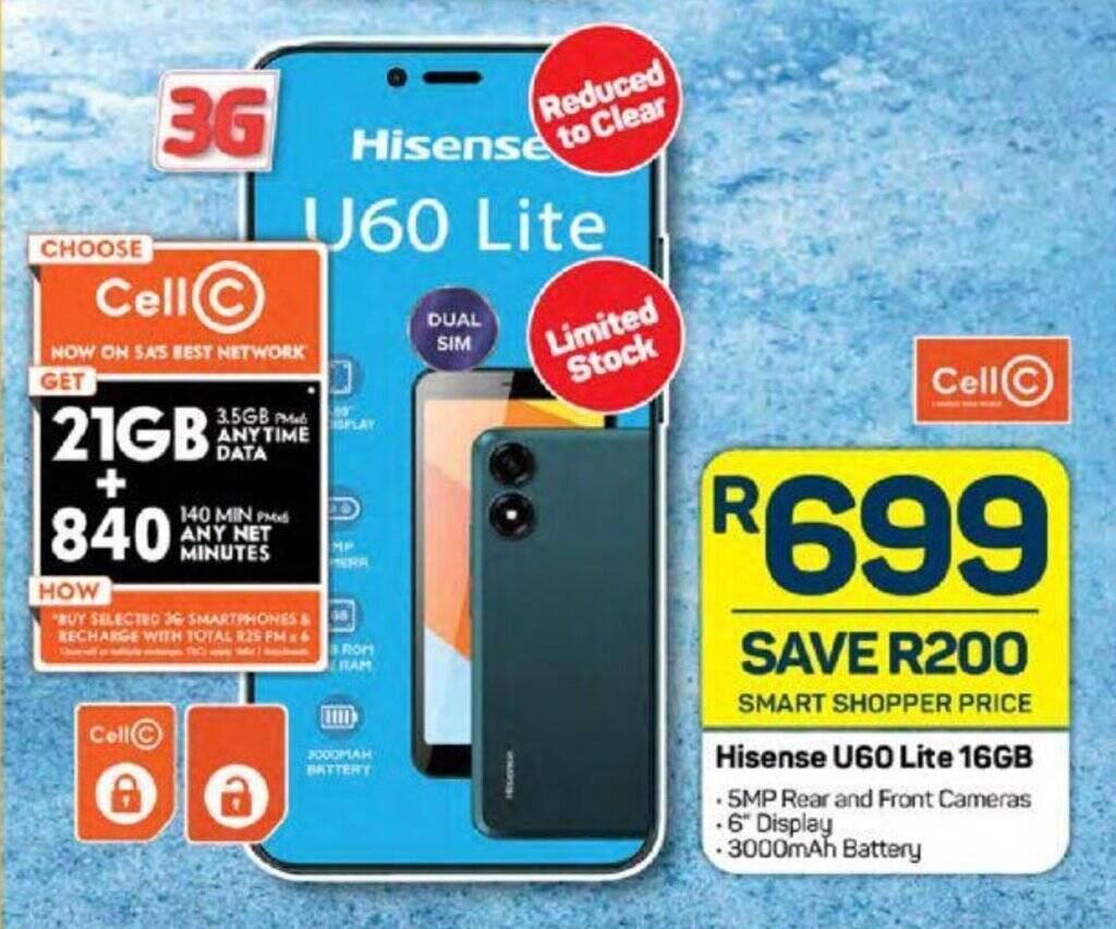 Hisense U60 Lite 16GB offer at Pick n Pay