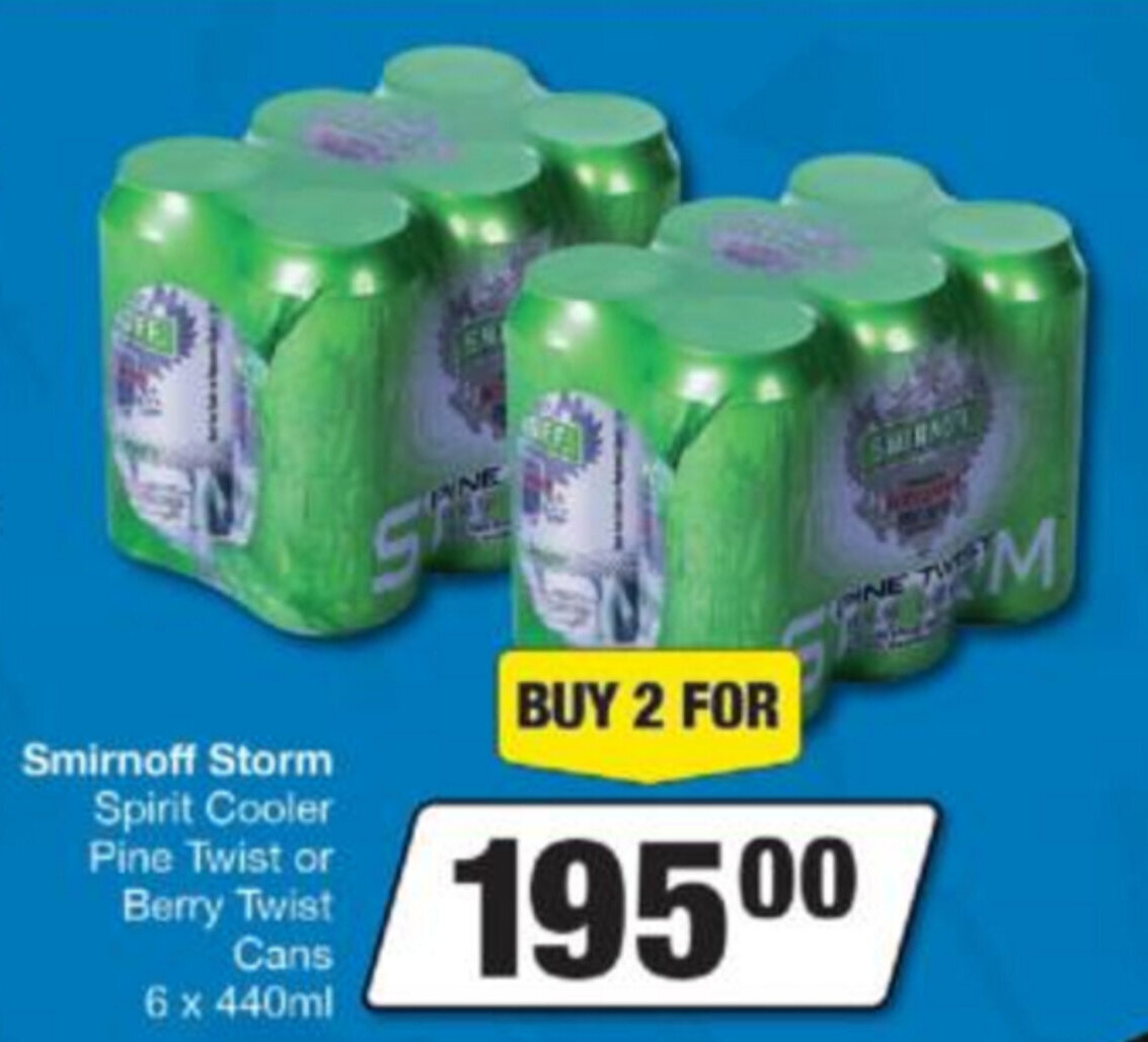 Smirnoff Storm Spirit Cooler Pine Twist or Berry Twist Cans 6x440ml ...