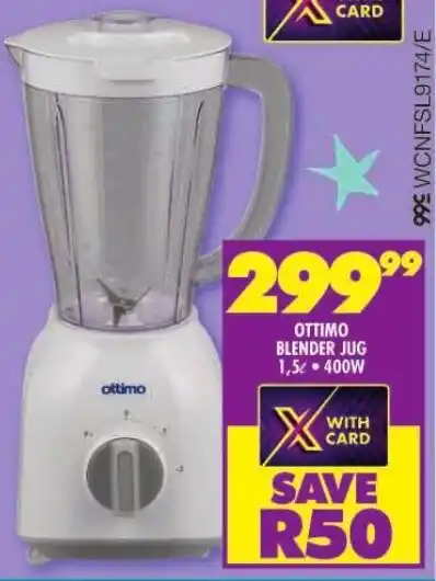 OTTIMO BLENDER JUG 1,5L 400W offer at Shoprite