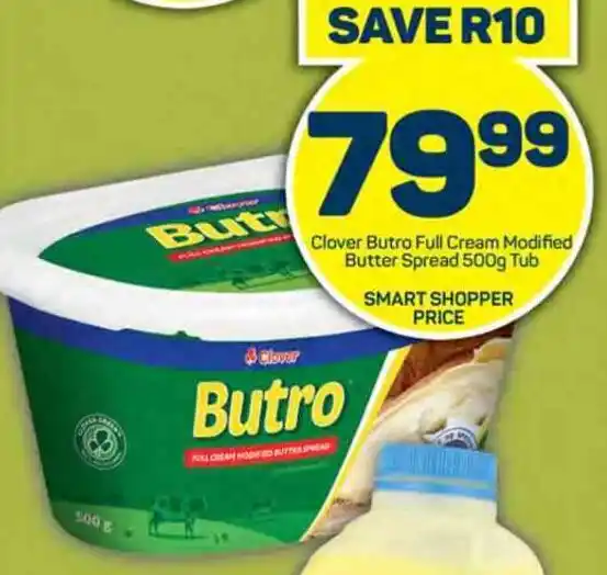 Clover Butro Full Cream Modified Butter Spread 500g Tub offer at Pick n Pay