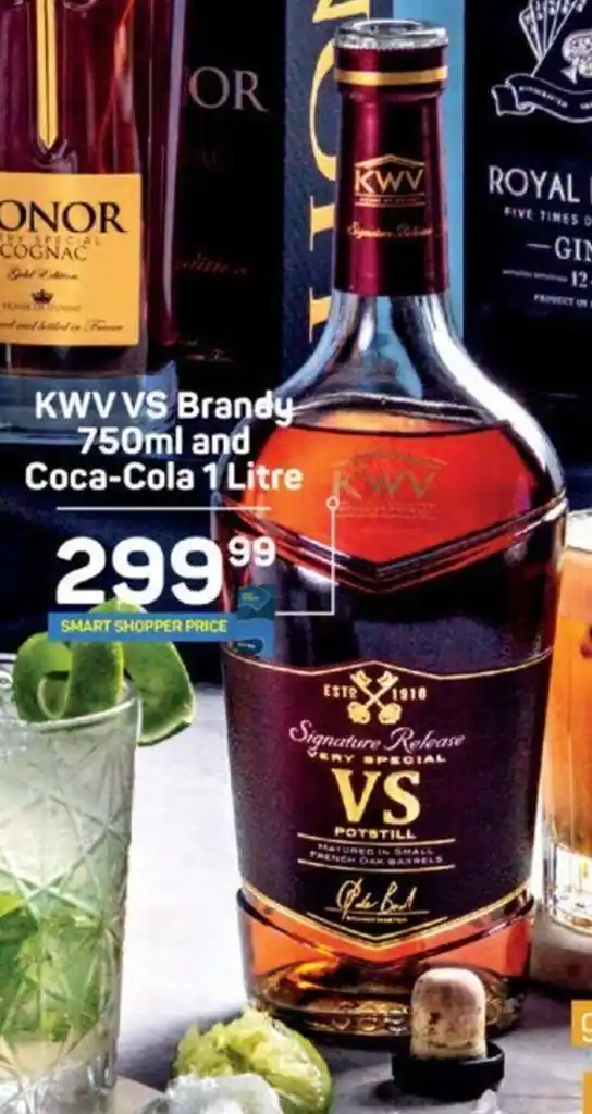 KWV VS Brandy 750ml and Coca-Cola 1 Litre offer at Pick n Pay