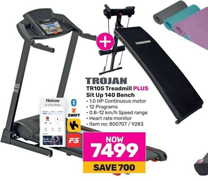 TROJAN TR105 Treadmill PLUS Sit Up 140 Bench offer at Game