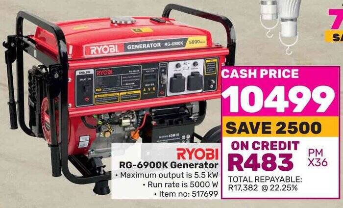 RYOBI RG-6900K Generator offer at Game