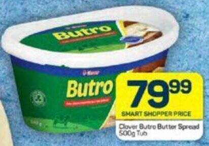 Clover Butro Butter Spread 500g Tub offer at Pick n Pay