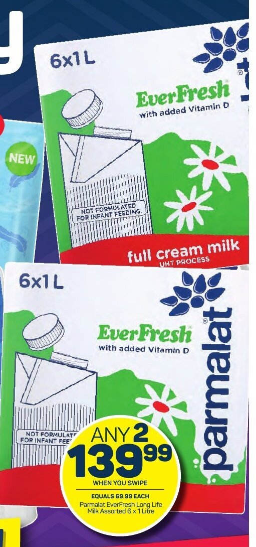 Parmalat Everfresh Long Life Milk Assorted 6 x 1L offer at Pick n Pay