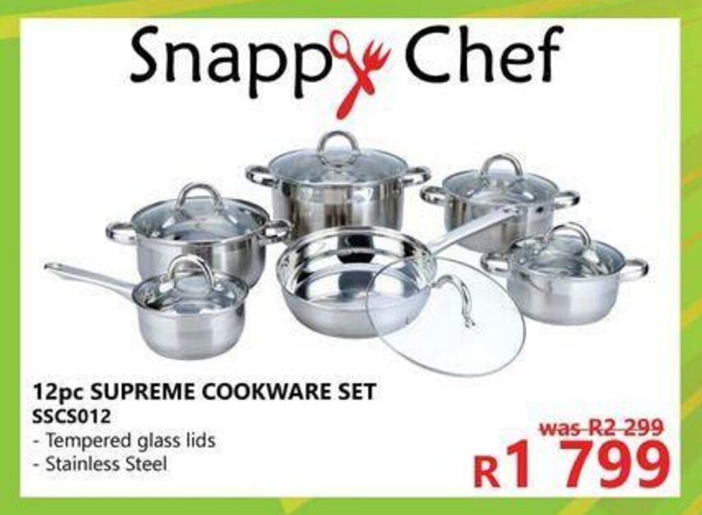 Snappy Chef 12pc Supreme Cookware Set SSCS012 offer at Tafelberg Furnishers