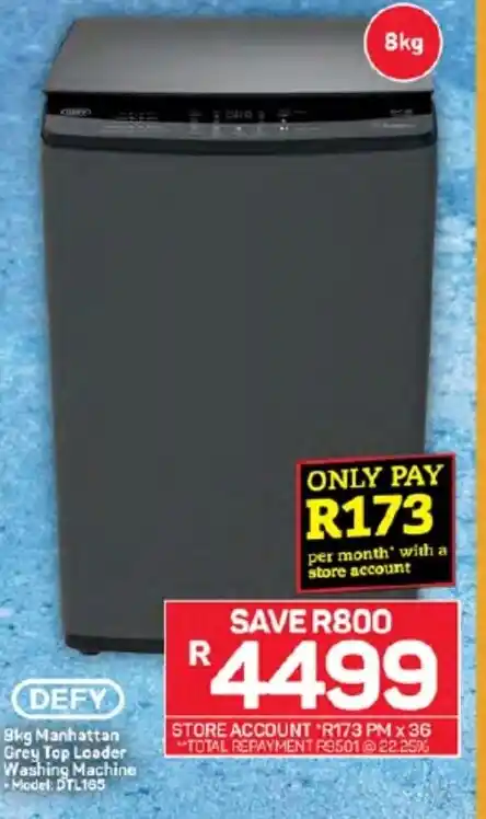DEFY 8kg Manhattan Grey Top Loader Washing Machine offer at Pick n Pay ...