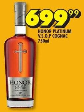 HONOR PLATINUM V.S.O.P COGNAC 750ml offer at Shoprite Liquor
