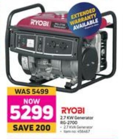 RYOBI 2,7 KW Generator offer at Game