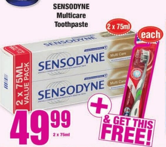 Sensodyne Multicare Toothpaste 2x75ml offer at Boxer Build