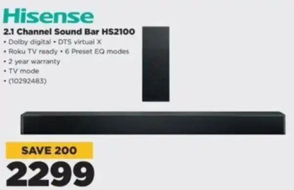 Hisense 2.1 Channel Sound Bar HS2100 offer at HiFi Corp
