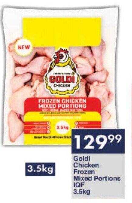 Goldi Chicken Frozen Mixed Portions IQF 3.5kg offer at President Hyper