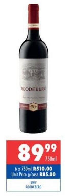 All KWV Roodeberg offers - Find and view the cheapest KWV Roodeberg offer!